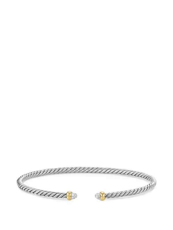 David Yurman Sterling And 14k Yellow Gold Diamond Cable Flex® Bracelet - Silver