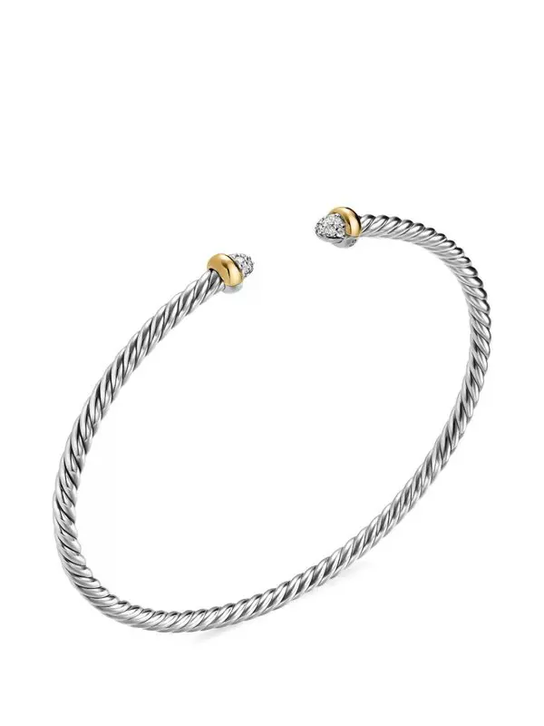 David Yurman Sterling And 14k Yellow Gold Diamond Cable Flex® Bracelet