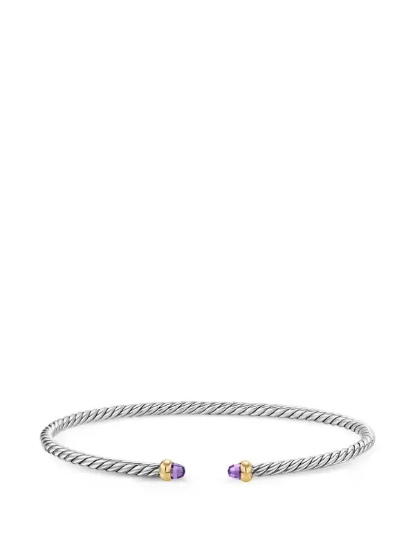 David Yurman Sterling And 14k Yellow Gold Amethyst Micro Cable Flex® Bracelet