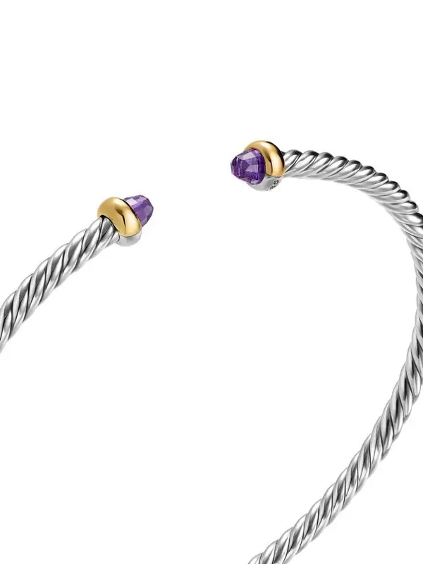 David Yurman Sterling And 14k Yellow Gold Amethyst Micro Cable Flex® Bracelet