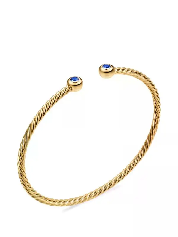David Yurman 18-karat Yellow Cablespira® Flex Round Bracelet With Sapphires