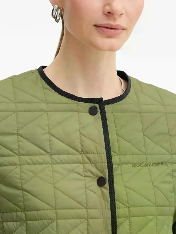 Karl Lagerfeld Quilted Jacket With Contrasting Trims - Green