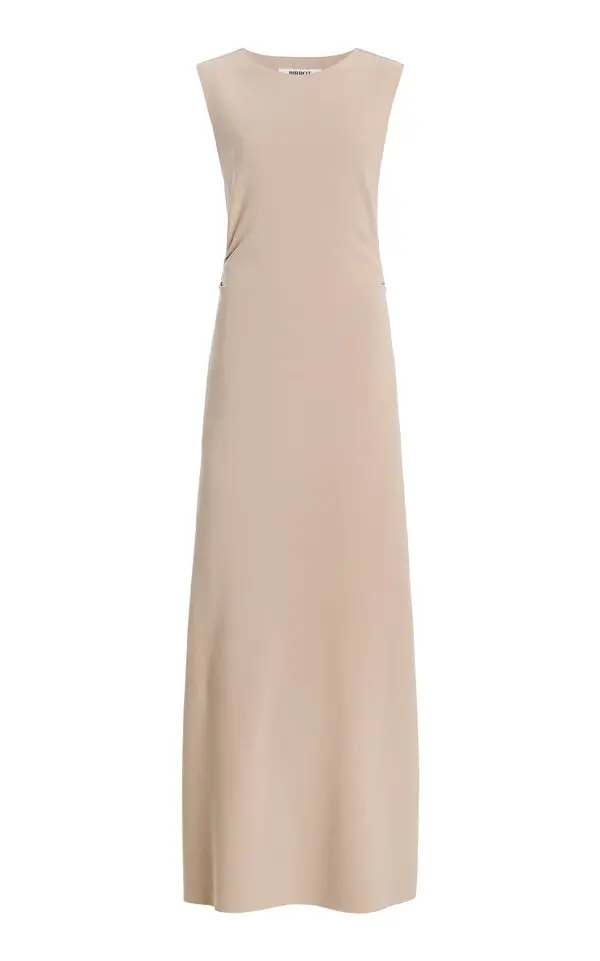 BIRROT Lay2 Draped Crepe Midi Dress - Neutral