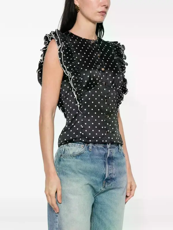 SELF-PORTRAIT Ruffled Polka-dot Top