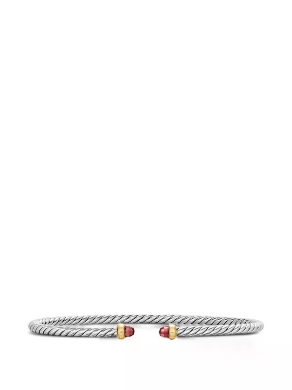 David Yurman Micro Cable Flex Bracelet With Rhodolite Garnets - Silver