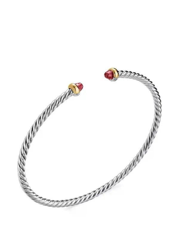 David Yurman Micro Cable Flex Bracelet With Rhodolite Garnets