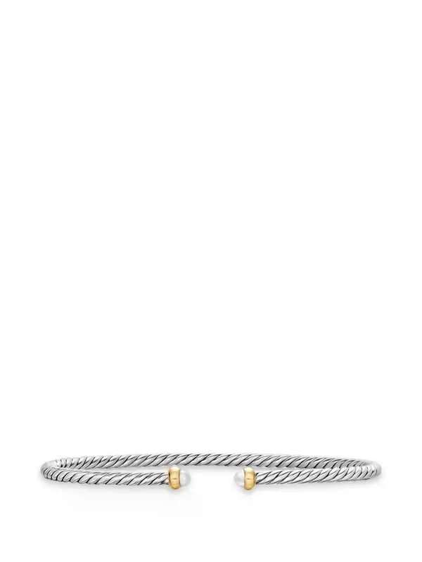 David Yurman Micro Cable Flex Bracelet With Freshwater Pearls - Silver