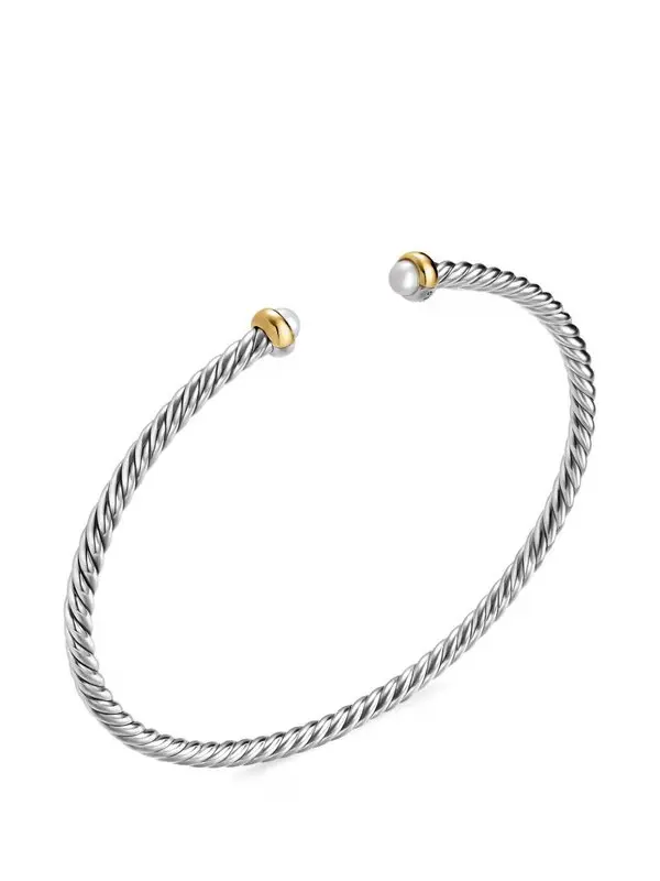 David Yurman Micro Cable Flex Bracelet With Freshwater Pearls