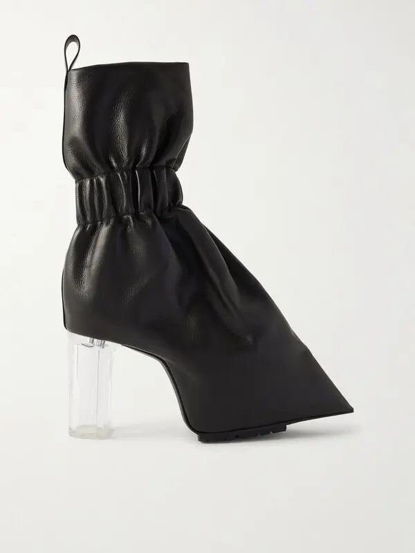 Rick Owens Taquito Gathered Leather Ankle Boots
