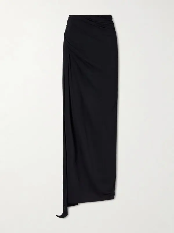 Rick Owens Stretch-jersey Maxi Skirt With Front Slit - Black