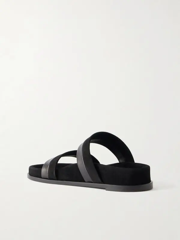 Gabriela Hearst Paneled Suede And Leather Sandals - Black