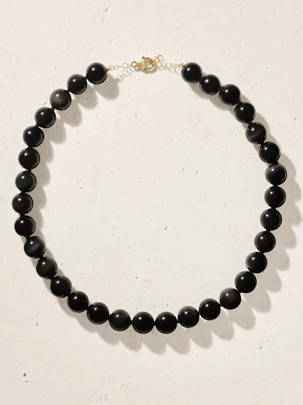 Jia Jia 14 Karat Gold, Onyx And Crystal Beaded Necklace - Black