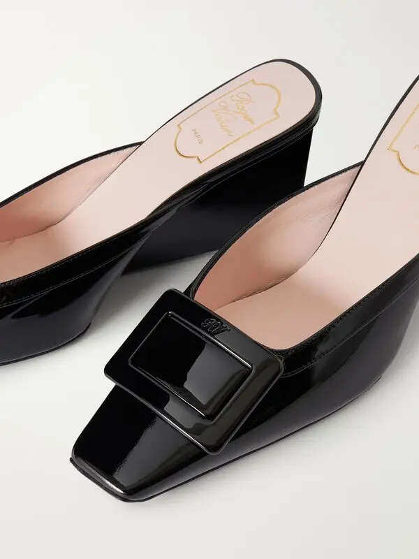 ROGER VIVIER Belle Vivier 60 Wedge Mules - Black