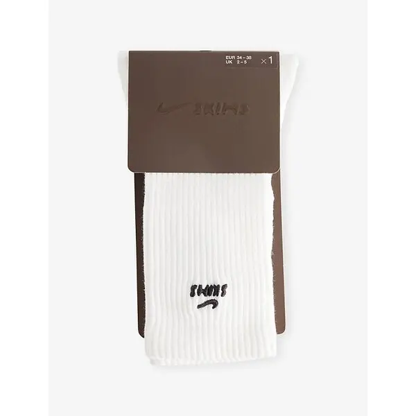 NIKESKIMS Dri-fit Pilates Grip Cotton-blend Crew Socks - Snow