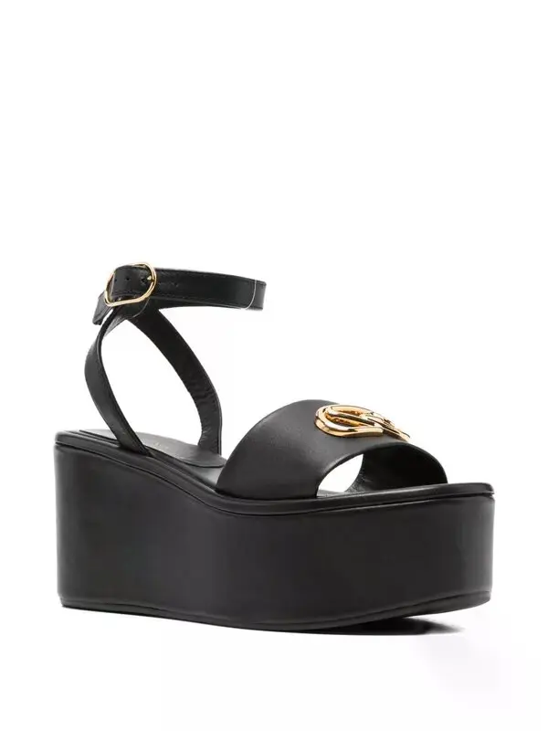 SERGIO ROSSI Logo Ankle Strap Sandals - Black