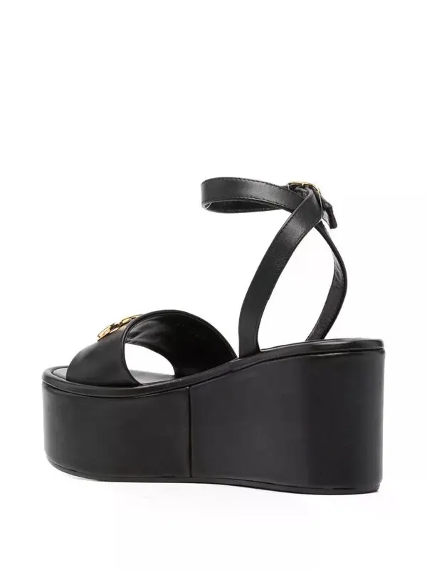 SERGIO ROSSI Logo Ankle Strap Sandals - Black
