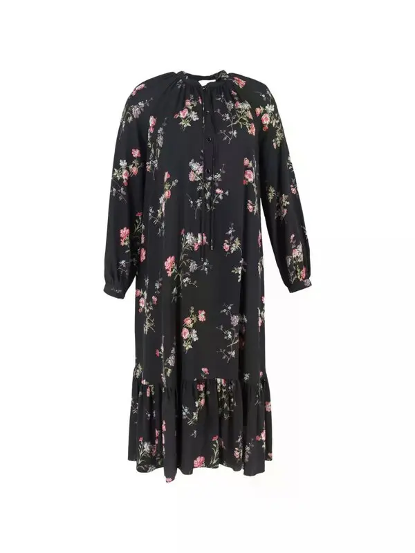 Celine Silk Floral Print Midi Dress