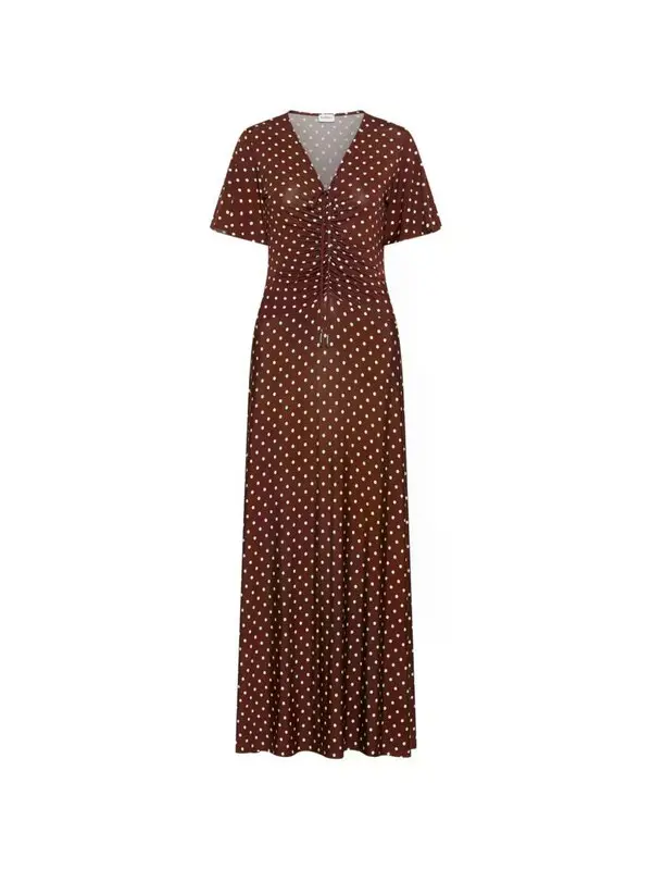 Marella Dotted V-neck Midi Dress