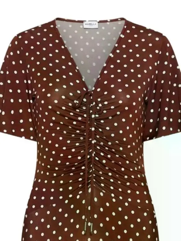 Marella Dotted V-neck Midi Dress
