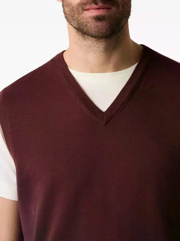 Brooks Brothers V-neck Knitted Vest - Red