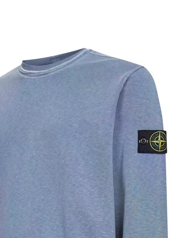 Stone Island Cotton Crewneck Sweatshirt With Removable Badge - Blue