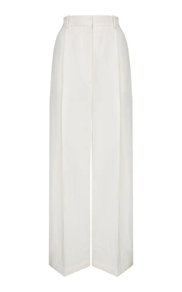 DI STAVNITSER Signature Cotton-linen Straight-leg Pants - White