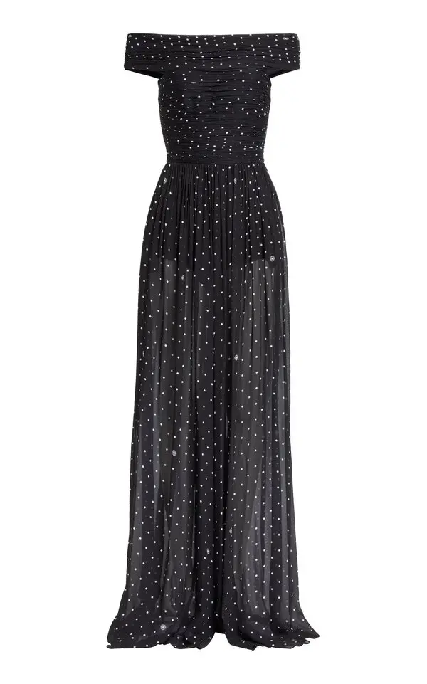 Elie Saab Off-shoulder Printed Chiffon Jumpsuit - Multi