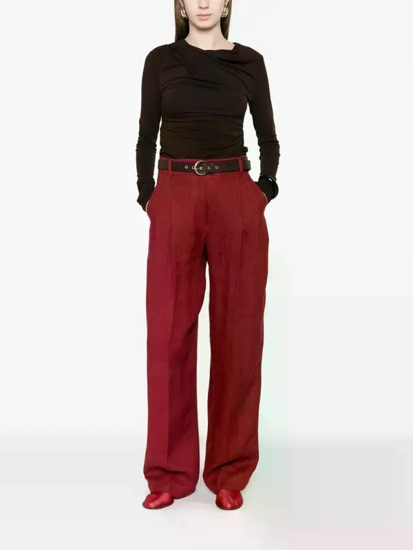Max Mara Belted Pleated Wide Leg Trousers