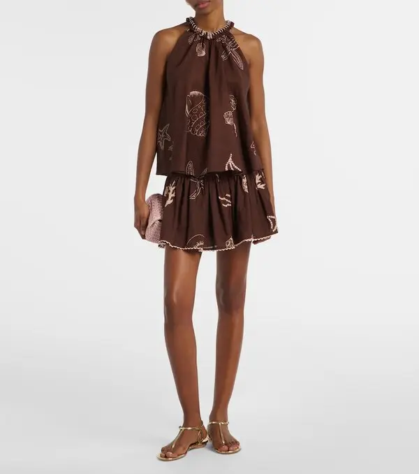 Poupette St Barth Colleen Pleated Mini Skirt - Brown