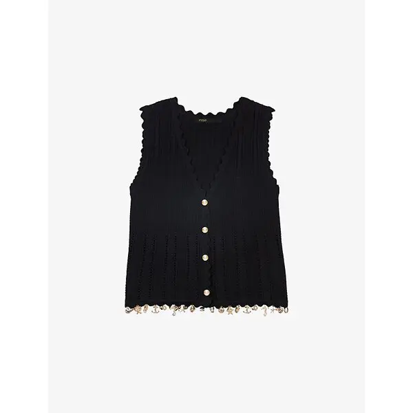 Maje Sleeveless Charm Embellished Cardigan
