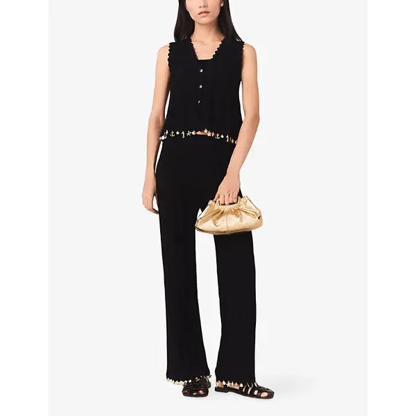 Maje Sleeveless Charm Embellished Cardigan
