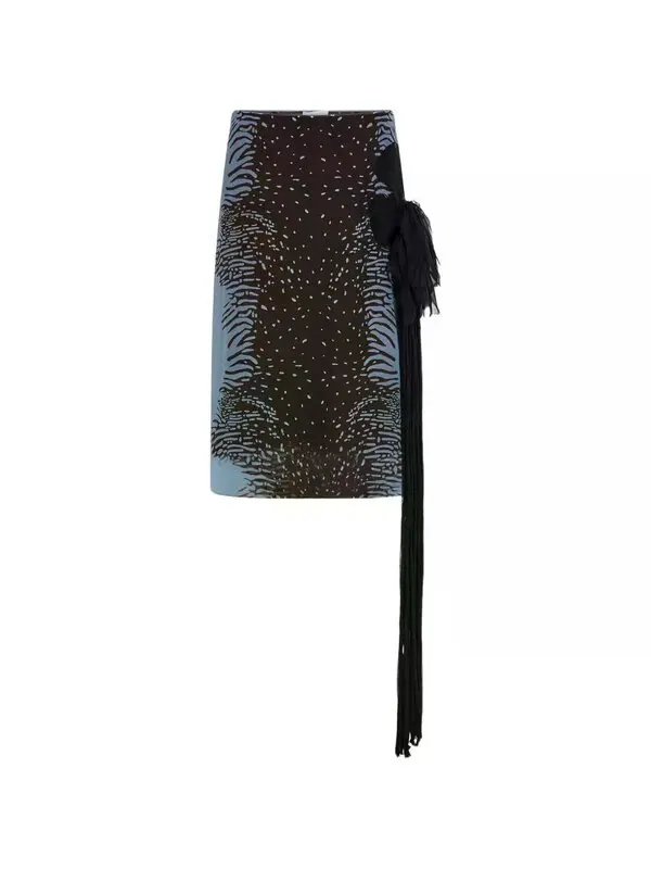 FERRAGAMO Devoré Silk Skirt With Flower Detail - Brown