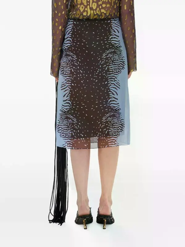 FERRAGAMO Devoré Silk Skirt With Flower Detail - Brown
