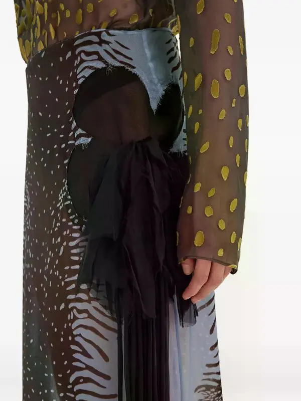 FERRAGAMO Devoré Silk Skirt With Flower Detail - Brown