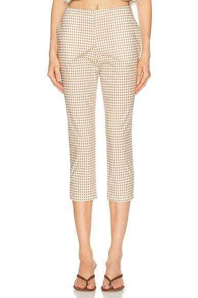 Caroline Constas Gingham Capri Pants - Beige