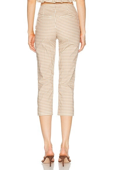 Caroline Constas Gingham Capri Pants - Beige