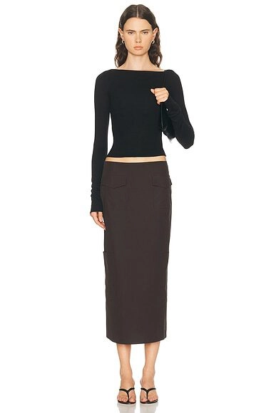 Eterne Long Sleeve Boatneck Top