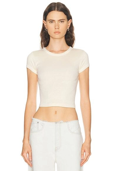 Enza Costa Supima Baby Rib Cropped Tee - Flan