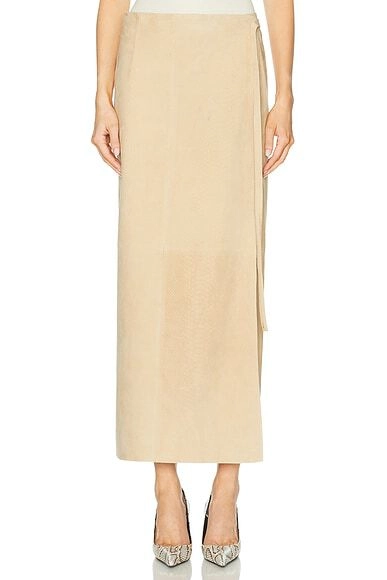 Nour Hammour Leather Wrap Skirt - Vanilla Snake