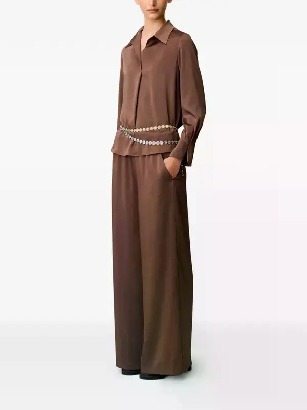 Claudie Pierlot Long-sleeve Blouse With Open Lapel Collar - Brown