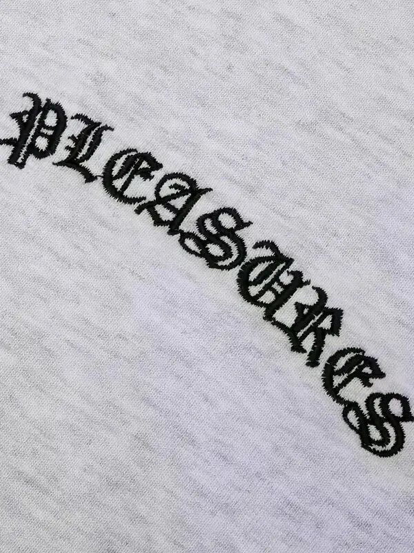 PLEASURES Embroidered Zip Up Hoodie - Grey