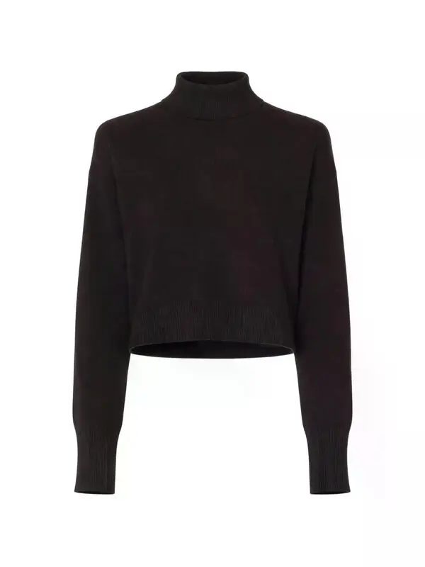 Sablyn Oak Ribbed Knit Cropped Turtleneck Sweater