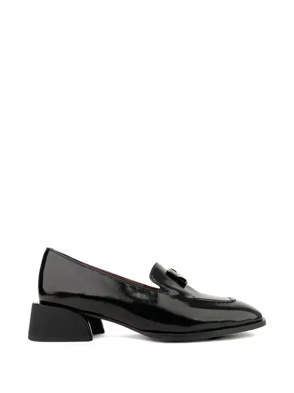 LINDA BAUMANN Patent Loafers With Bow Detail - Black