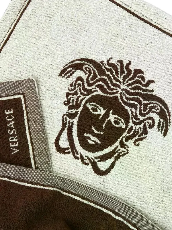 Versace Terry Jacquard Medusa Bath Towel - Brown