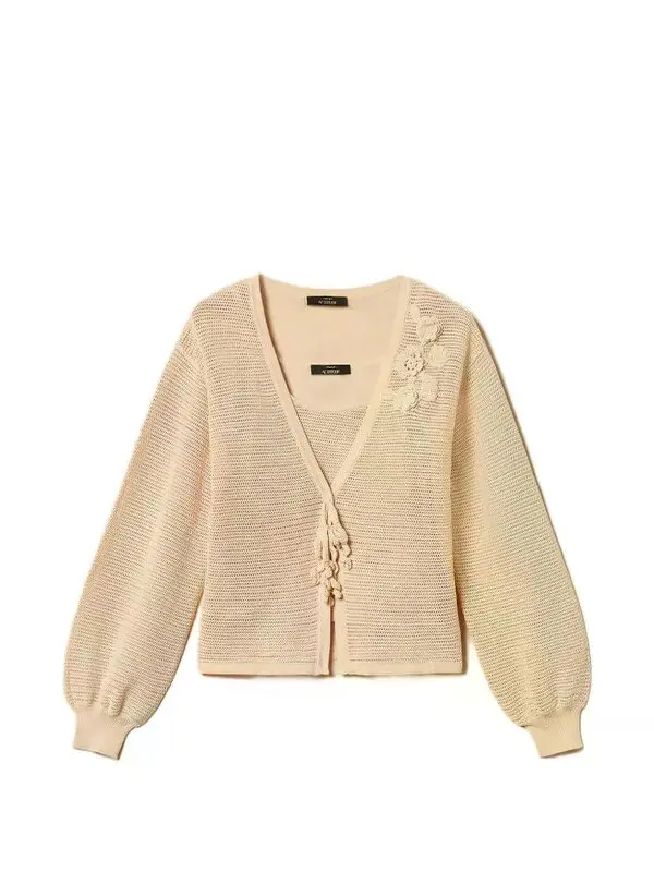 TWINSET Mesh Stitch Cardigan And Top - Neutrals