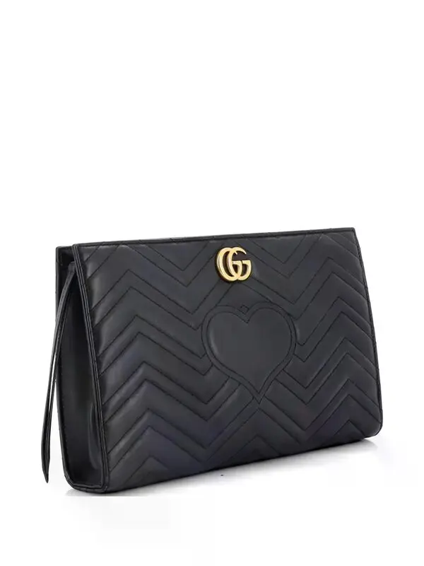 Gucci Gg Marmont Matelassé Leather Clutch Bag With Heart Appliqu