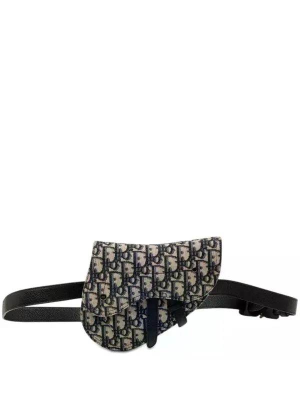 Dior 2020 Oblique Canvas Saddle Belt Bag - Blue