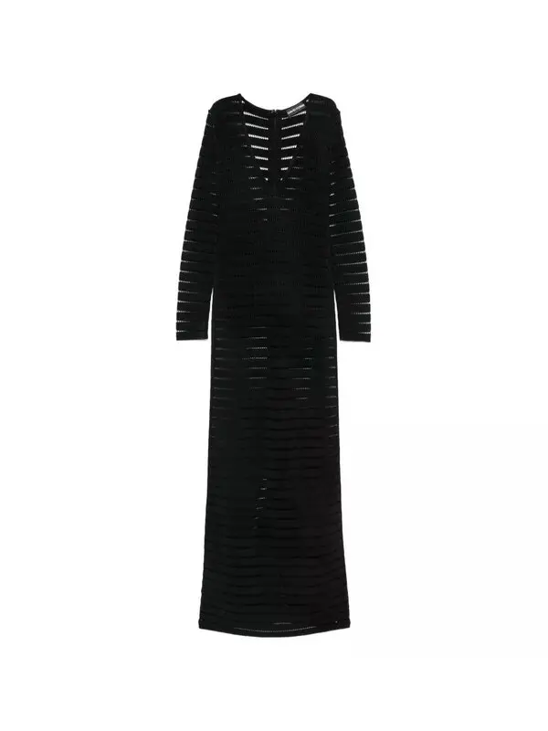 David Koma V-neck Openwork Maxi Dress - Black