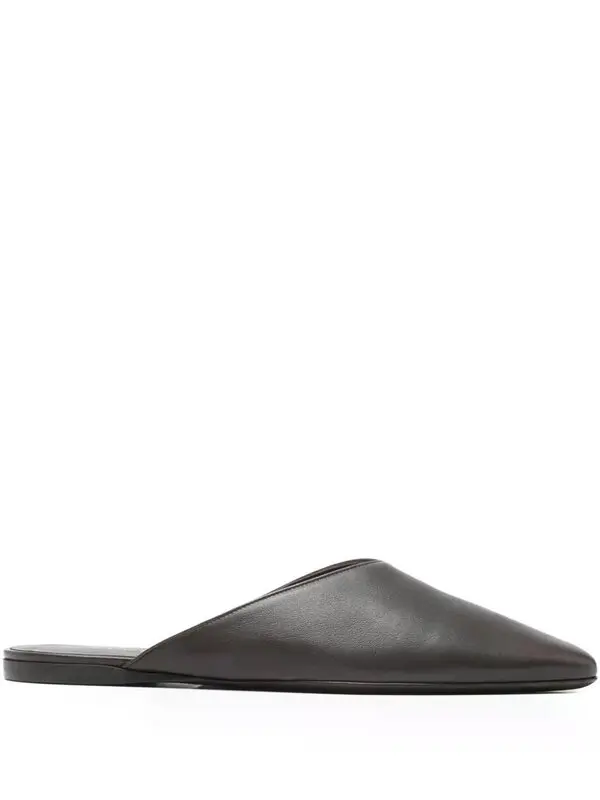 HERBERT LEVINE Pointed Toe Slip-on Mules - Brown