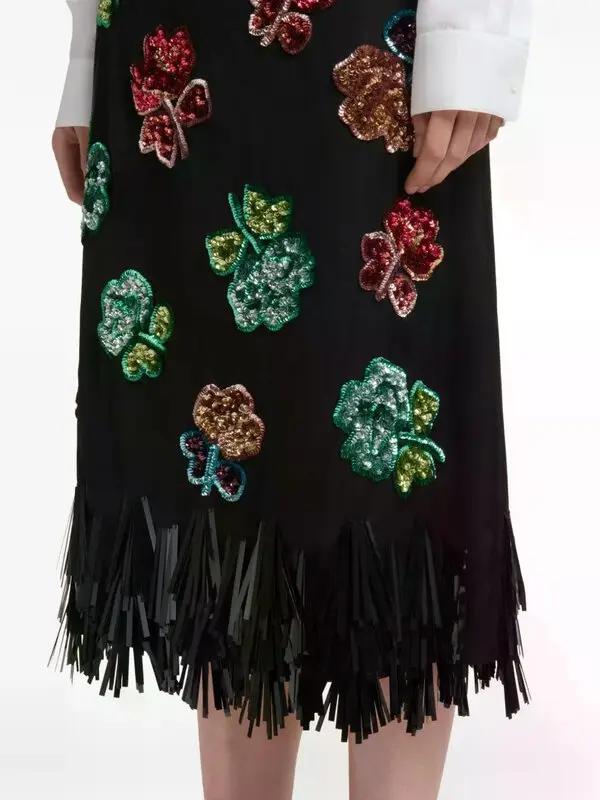Marni Embellished Floral Sequin Midi Skirt